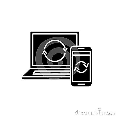 Update Computer Data Black Icon, Vector Sign On Isolated Background ...