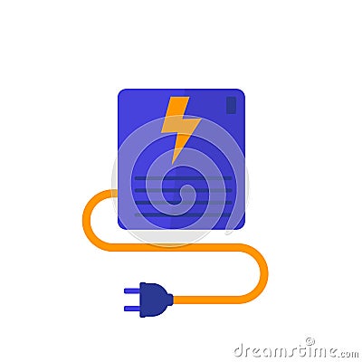 UPS Icon, Uninterruptible Power Supply, Flat Art Cartoon Vector ...