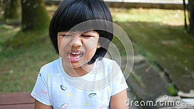 A Upset Child Girl Crying Outdoor Stock Video - Video of feeling ...