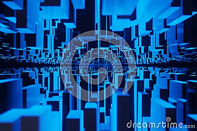 Upside Down City Inception Concept Landscape Geometry Cube Or Block ...