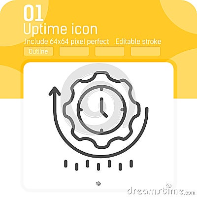 Uptime Icon With Outline Style Isolated On White Background. Vector ...