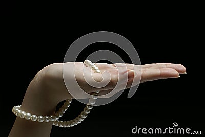 Upturned Hand With Pearls Stock Photography - Image: 6953752