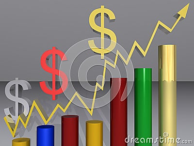 Upward Graph And Dollar Signs Stock Image | CartoonDealer.com #9146917