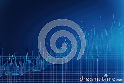 Upward Trending Blurred Graph On Blue Background (AI Generated Royalty ...