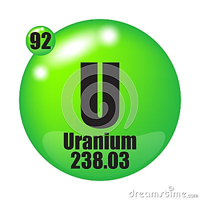 Uranium Icon. U Chemical Element. Atomic Number 92. Mass 238.03. Green ...