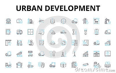 Urban Development Linear Icons Set. Gentrification, Redevelopment ...