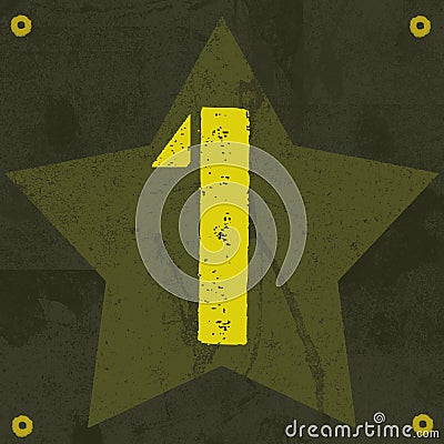 US Army Style Number 1, Design Element, Typography Stencil Combat ...