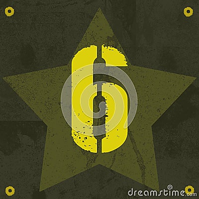 US Army Style Number 6, Design Element, Typography Stencil Combat ...