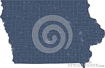 US Iowa State Map With Census Tracts Boundaries Vector Illustration ...