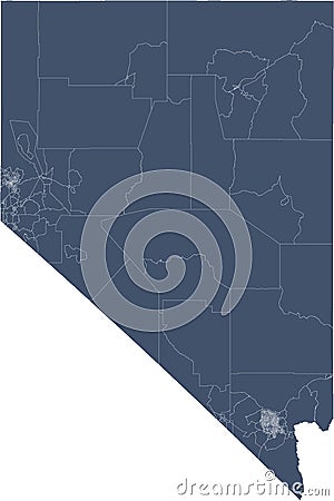 US Nevada State Map With Census Tracts Boundaries Cartoon Vector ...