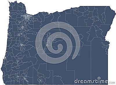 US Oregon State Map With Census Tracts Boundaries Cartoon Vector ...