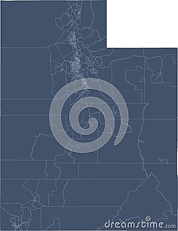 US Utah State Map With Census Tracts Boundaries Cartoon Vector ...