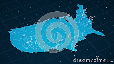 USA Blue Map Big Data Visualization. Futuristic Map Infographic ...