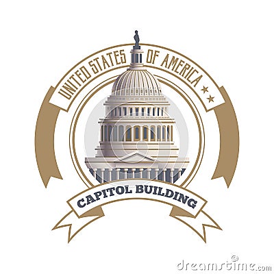 USA Capitol Building Label. Vector Illustration Decorative Design ...