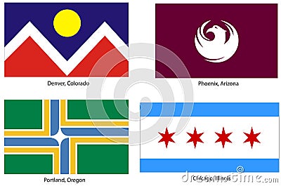 USA City Flags Set Royalty Free Stock Images - Image: 21543329