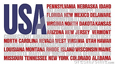 USA Flag By Words Of Us State Stock Images - Image: 19923384