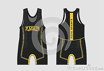 HEATHER PATTERN BLACK-GOLD WRESTLING SINGLET Cartoon Vector ...