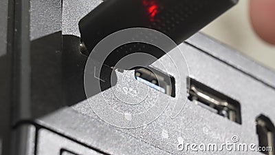 The USB Cable is Inserted into the Connector of the Device. Stock Video ...