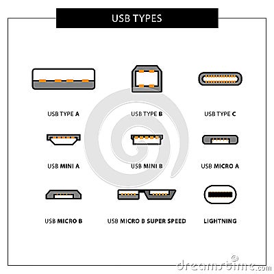 Usb Computer Connectors Cartoon Vector | CartoonDealer.com #161959459