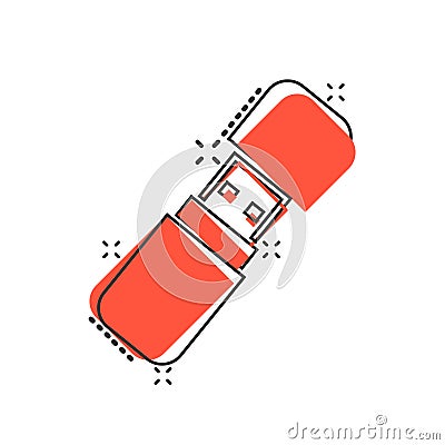Usb Drive Icon In Comic Style. Flash Disk Vector Cartoon Illustration ...