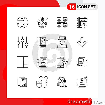 16 User Interface Outline Pack Of Modern Signs And Symbols Of Tuning ...