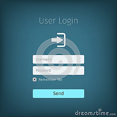 User Login Page On Background Stock Vector - Image: 50452449