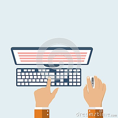 Laptop Hands Type Working Using Computer Flat Stock Vector ...