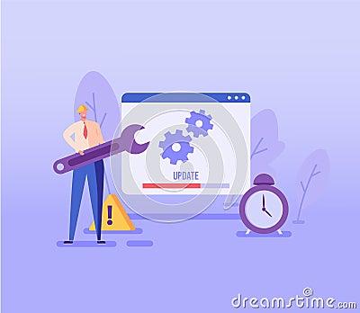 User Updating Operation System With Progress Bar. Software Upgrade And ...