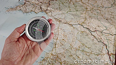 Using a Compass with a Geographic Map Stock Footage - Video of vintage ...