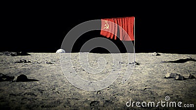 USSR flag on the moon stock video. Video of moon, exploration - 79482377