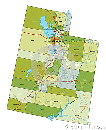 Detailed Editable Political Map With Separated Layers. Utah. Vector ...