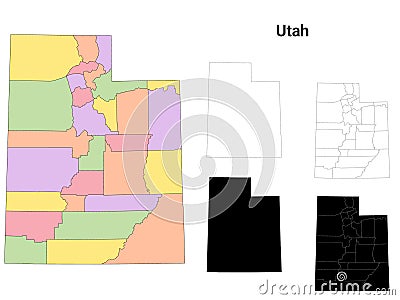 Utah Map Sets, Utah Administrative Map, Utah Outline And Counties State ...