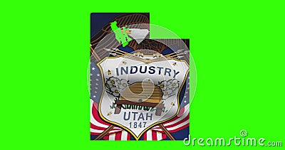 Utah State Map Outline with Flag Animation on Green Screen Stock Video ...