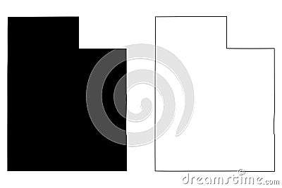 Utah UT State Map USA. Black Silhouette And Outline Isolated Maps On A ...