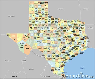 Texas County Map With 254 Counties Cartoon Vector | CartoonDealer.com ...