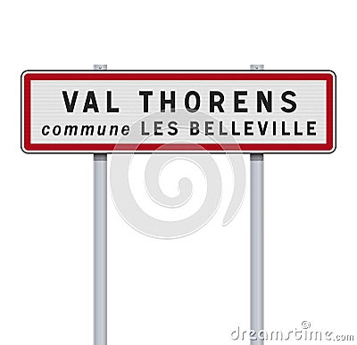 Val Thorens Ski Resort Entrance Road Sign Vector Illustration ...