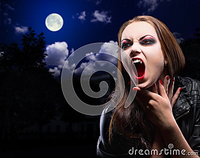 Vampire Woman On Night Background Stock Photography | CartoonDealer.com ...