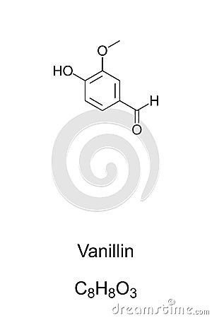 Vanillin, Component Of Vanilla Bean Extract, Chemical Formula Vector ...