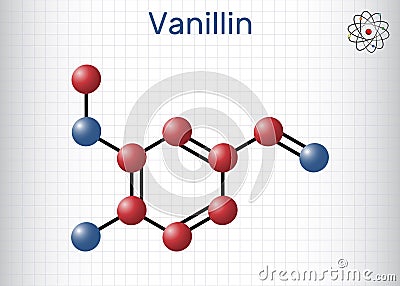 Vanillin Molecule. It Is Flavor Compound. Molecule Model. Sheet Of ...