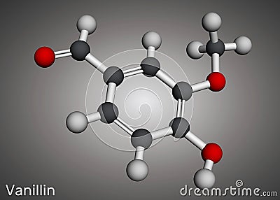 Vanillin Molecule. It Is Flavor Compound. Molecular Model. 3D Rendering ...