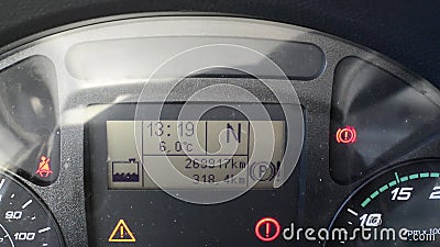 Various Car Warning Light Symbols and Indicators on a Truck Dashboard ...