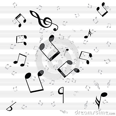 Various Music Notes On Stave Cartoon Vector | CartoonDealer.com #34141189
