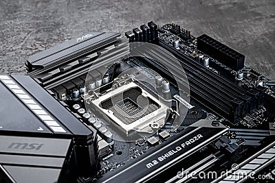 Processor Socket And Ram Memory Slots On A MSI MAG Z490 TOMAHAWK Gaming ...