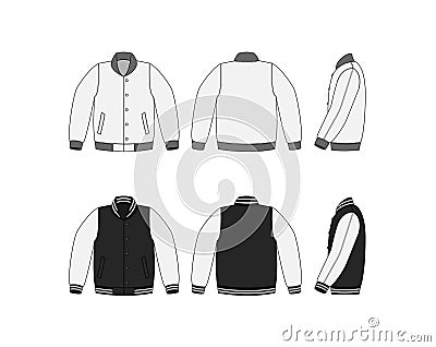 Varsity Jacket Baseball Jacket Template Illustration Set Front,back And ...