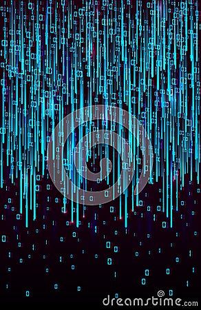 Vector Abstract Big Data Visualization. Blue Flow Of Data As Matrix Code Strings. Stock Image ...