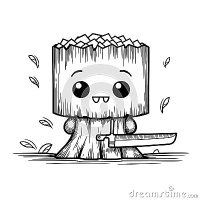 Vector Art, Cute Tree Stump Character | CartoonDealer.com #280458590