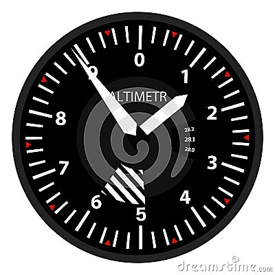 Vector Aviation Altimeter Isolated On White Background In Flat Style ...