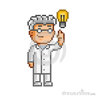 Vector 8-bit Pixel Art Scientist Stock Image | CartoonDealer.com #79876981