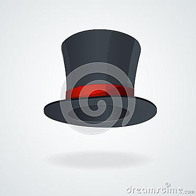 Vector Black Top Hat And Red Ribbon Isolated Stock Vector - Image: 48590940