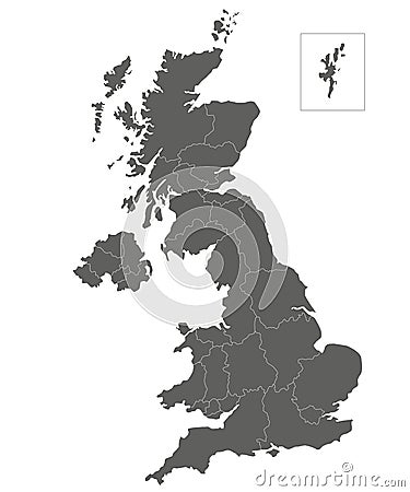 Vector Blank Map Of UK With Administrative Divisions. Editable And ...